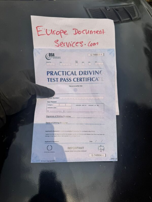 Practical Driving test pass certificate - europedocumentservice